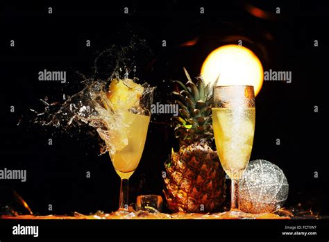 Shattering From Gunshot Champagne Glasses With Spilling Liquid Isolated