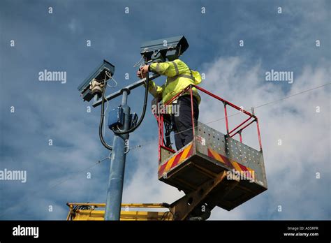 Fixing Cctv Cameras Stock Photo Alamy