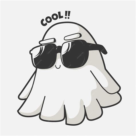 Premium Vector Cute Ghost Act Cool Wearing Glasses Art Illustration