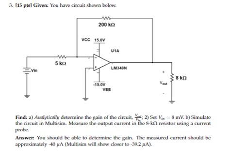 Solved 3 15 Pts Given You Have Circuit Shown Below
