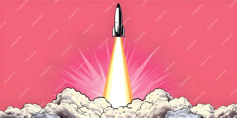 Retro Comic Style Panel With A Colorful Pop Art Rocket Concept Vintage Comic Pop Art Rocket