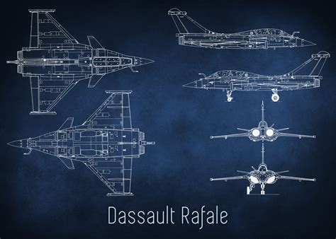 Dassault Rafale Blueprint Art Blueprints Aircraft Blueprint Art