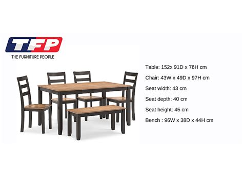 Wooden Rectangle Dining Table With 4 Dining Chairs And Bench Galong