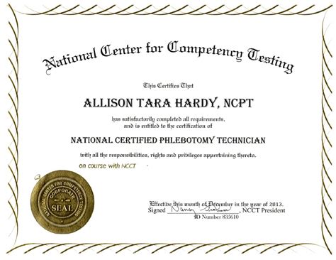 Phlebotomy Certificate Template