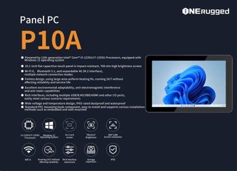 Onerugged P10a Panel Pc 12th Gen Intel Core Windows 11 And Robust