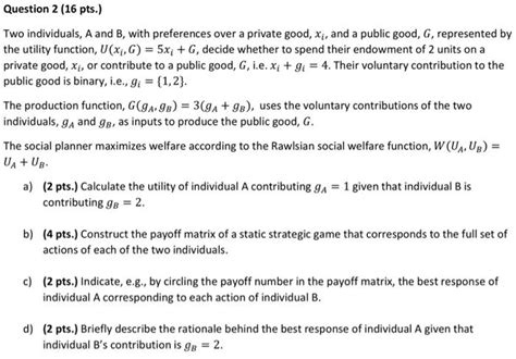 solved two individuals a and b with preferences over a