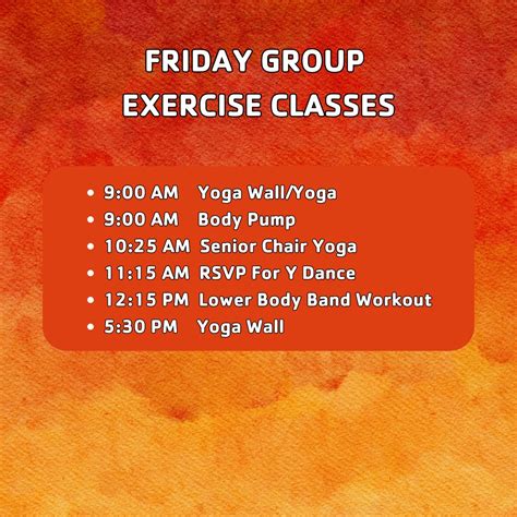 Our Friday Class Schedules Randolph Asheboro Ymca Facebook
