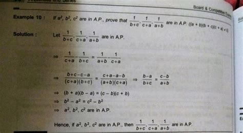 Example 10 If A2b2c2 Are In Ap Prove That Solution Let Bc1 Ca1