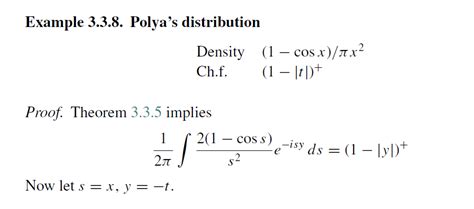 Probability Density From Characteristic Function Durrett Example 33