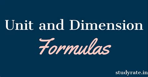 Units And Dimensions All Formulas Class 11 Physics For Jee Neet Pdf