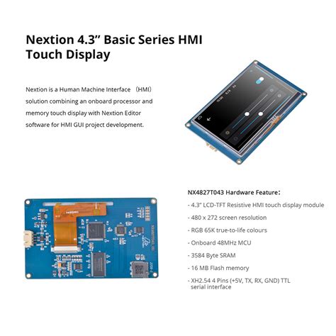 Nx4827t043 Nextion 43” Basic Series Hmi Touch Display