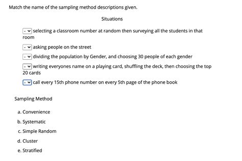 Solved Match The Name Of The Sampling Method Descriptions Chegg