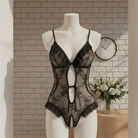 Mesh Lace Up Bodysuit With Tassel Detail Sheer Nightwear Etsy