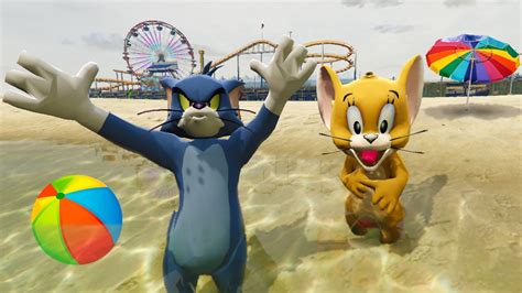 توم وجيري 🐱🐭 توم وجيري ومغامرة في الشاطئ 🌊 قراند 5 Youtube