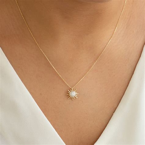 Sun Necklace Gold Etsy