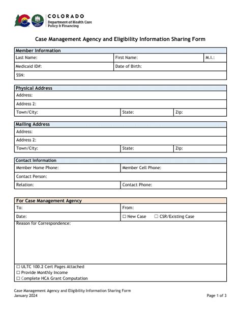 Colorado Case Management Agency And Eligibility Information Sharing Form Download Fillable Pdf