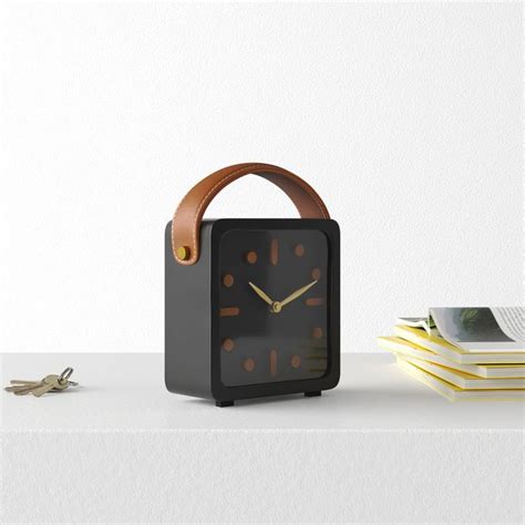 Analog Metal Quartz Tabletop Clock In Black Allmodern Tabletop Clocks Table Clock Design