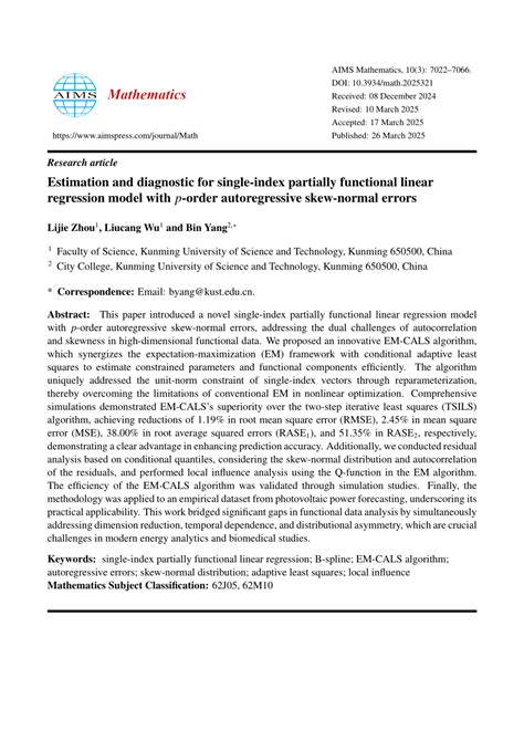 Pdf Estimation And Diagnostic For Single Index Partially Functional Linear Regression Model