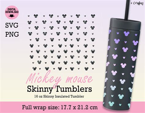 Mouse Strata Svg Full Wrap For Skinny Tumblers 16oz Mickey Mouse Wrap
