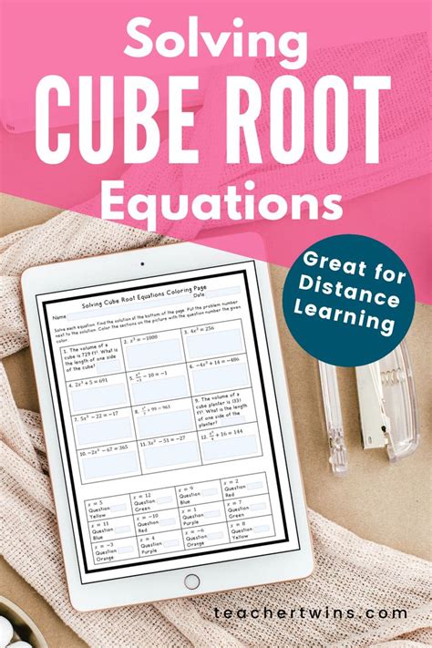Solving Equations With Cube Roots Coloring Sheet Activity Digital