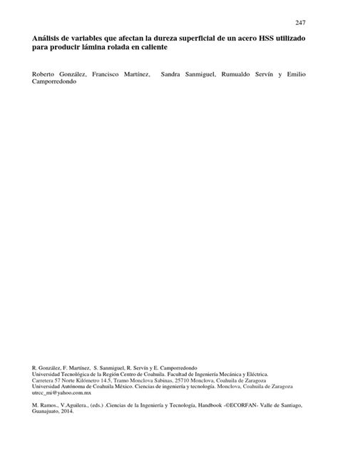 Analisis De Variables Que Afectan La Dur Pdf Laminado