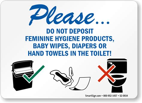 Do Not Deposit Feminine Products Diapers In Toilet Sign Sku S2 0934
