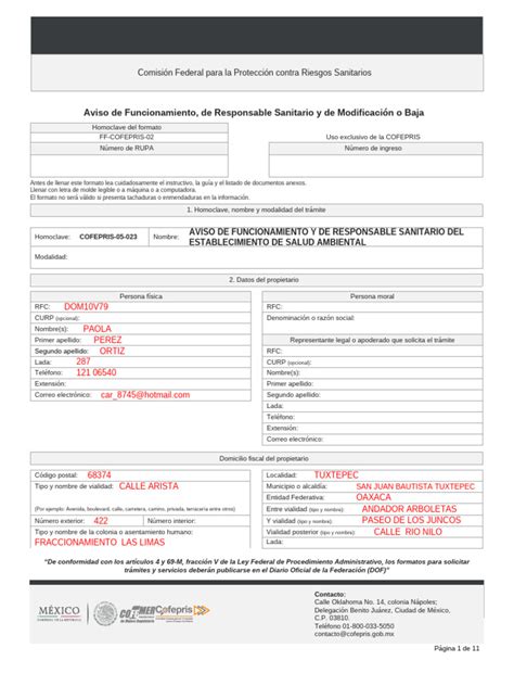 Aviso De Funcionamiento Cofepris 2023 Pdf