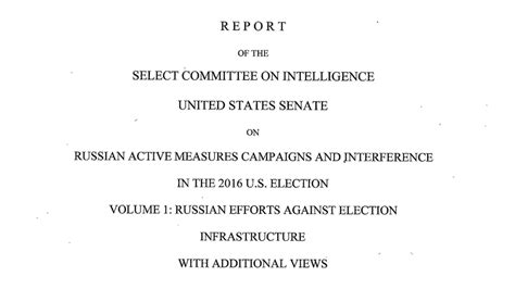 Senate Intel Releases 1st Volume Of Report On Russian Interference In 2016 Election