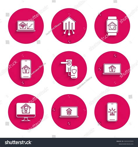 Set Digital Door Lock Wireless Technology Stock Vector Royalty Free 2223237933 Shutterstock