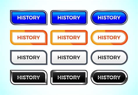 History Button Set Of Different Shapes And Colors Suitable For Mobile