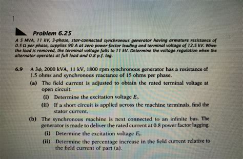 Solved Problem 6 25 A 5 Mva 11 Kv 3 Phase Star Connected