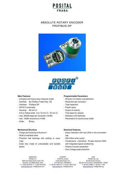 absolute rotary encoder profibus dp