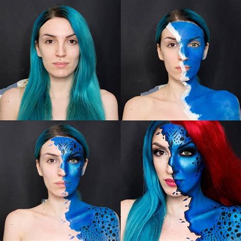 Mystique From X Men Make Up Cosplay Transformation Bodypainting Sfx