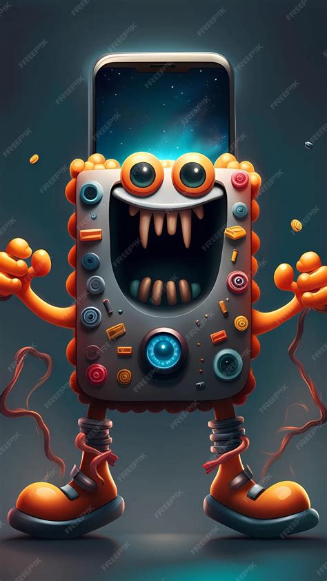Premium Ai Image 3d Evil Phone Cartoon Character Design Illustration