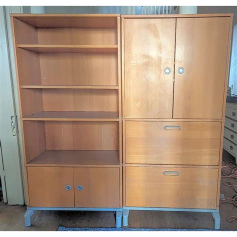 1990s Handsome Ikea Effektiv Wall Unit With File Drawers Set Of 2