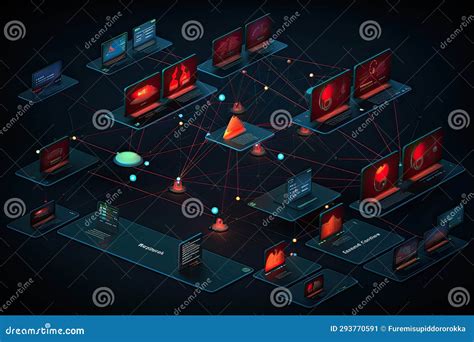 Screen With Network Topology And Threats Cyber Security Data Protection Business Technology