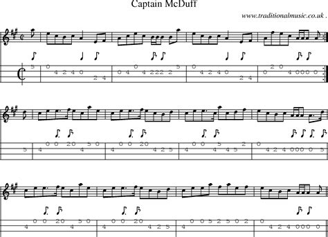 Scottish Tune Sheetmusic Midi Mp3 Mandolin Tab And Pdf For Captain Mcduff