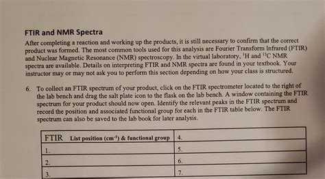 Solved Ftir And Nmr Spectra After Completing A Reaction And
