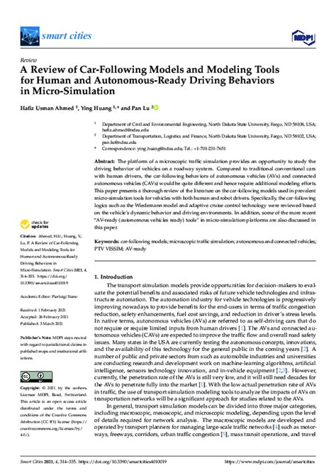 Pdf A Review Of Car Following Models And Modeling Tools For Human And