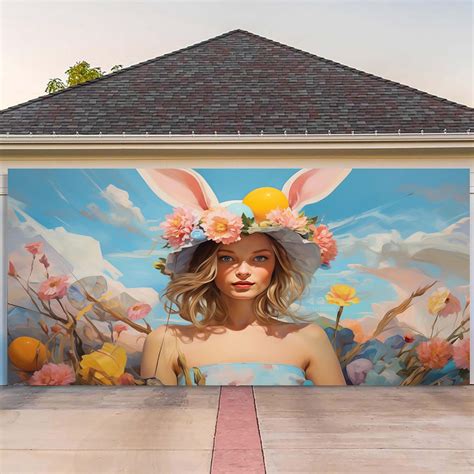 Linjieee Pennant Frame Display Easter Garage Door Decoration Garage