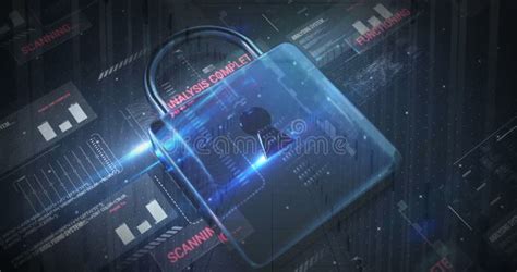 Image Of Cyber Attack Warning And Padlock Icon Over Server Room Stock Image Image Of Data