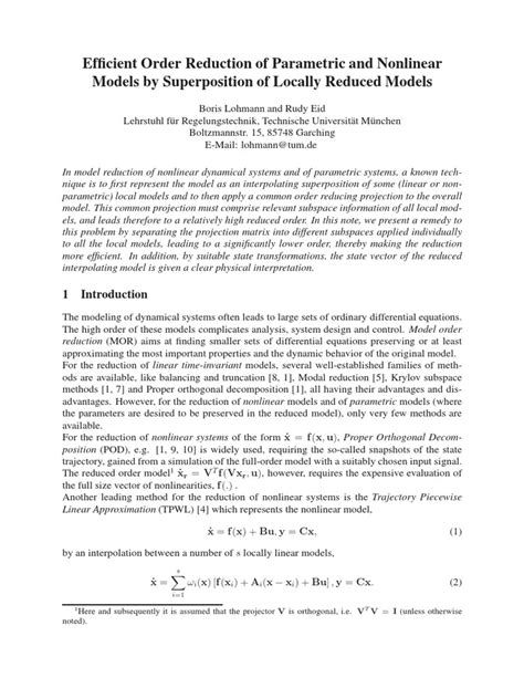 Th Jak8frvif4wcvhwb4ug Baier Efficient Order Reduction Of Parametric Models Pdf Matrix