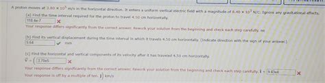 Solved Proton Moves At 3 80×105 M S In The Horizontal