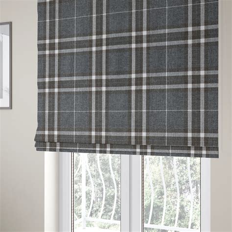 Louise Scottish Inspired Tartan Design Chenille Upholstery Fabric Dark