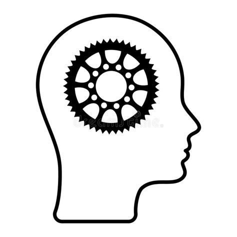 Human Head And Gear Inside Technological Diagram Of Engineering Gears Inside The Brain
