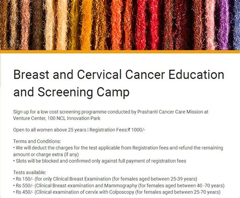 Breast And Cervical Cancer Education And Screening Camp Venture Center Pune Jaivikshastram