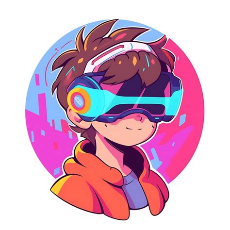 Premium Ai Image A Sticker Of A Boy Using A Virtual Reality H