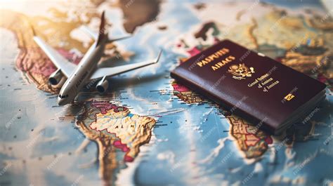 Passport And Airplane Model On A World Map Premium Ai Generated Image