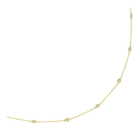 14k Yellow Gold Station Necklace With Round Diamonds Nathalias New