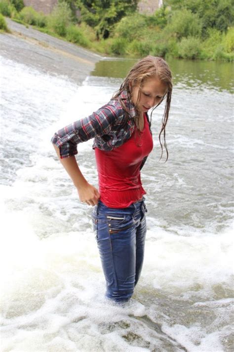Pin By Karl Watson On Wetfoto Wet Dress Girl In Water Normal Clothes